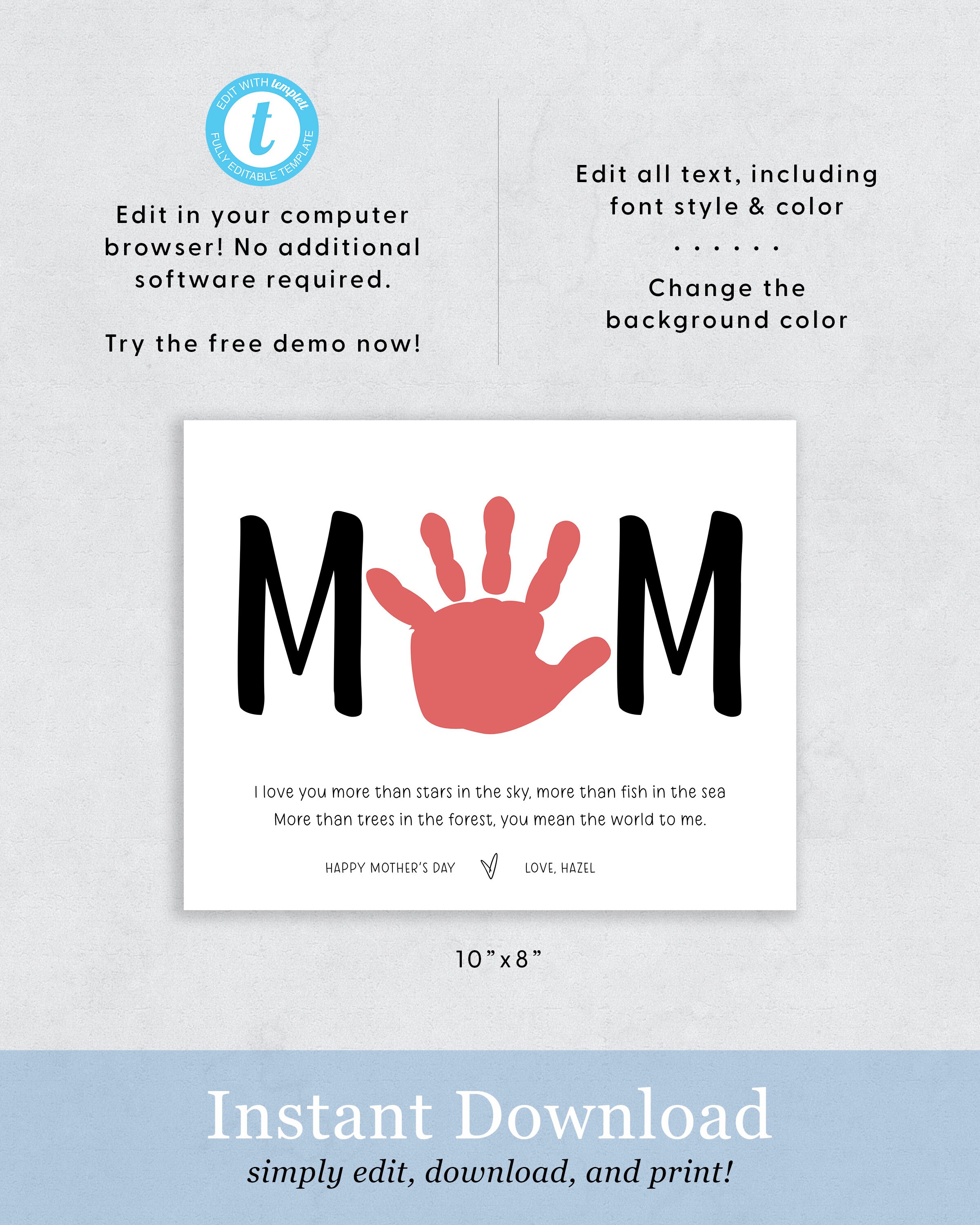 Mother's Day Handprint Art, Mother's Day Handprint Art Template ...