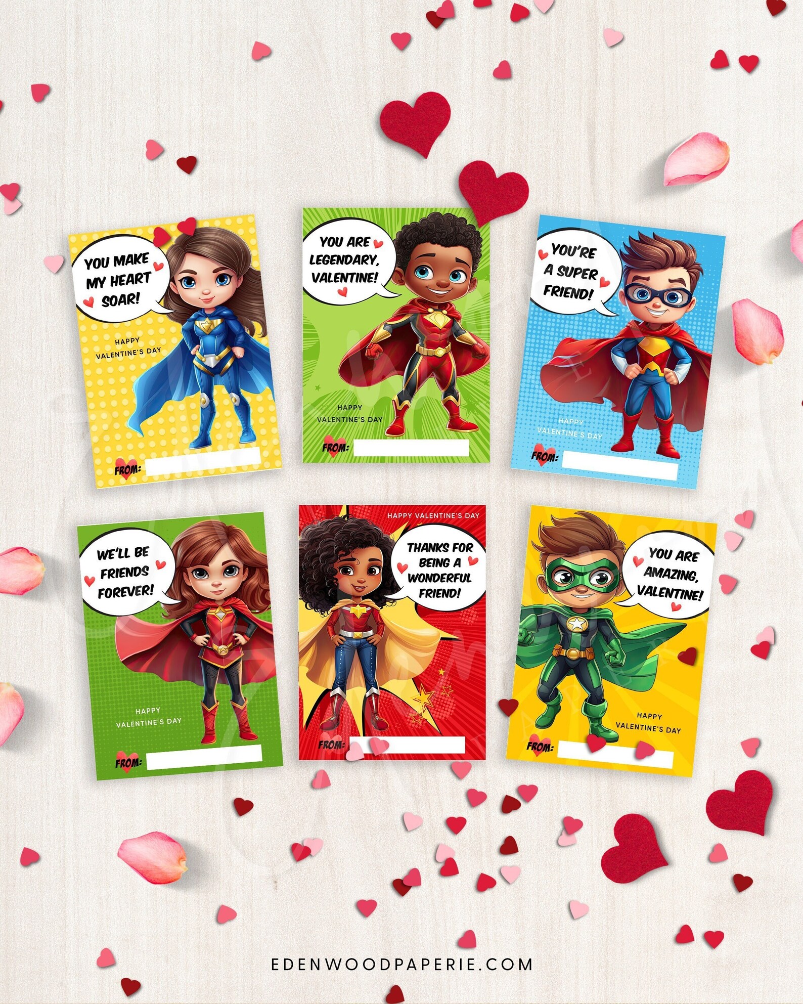 Printable Superhero Valentine's Day Cards, Classroom Valentine's Day ...