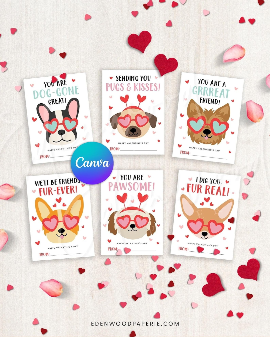EDITABLE Dog Valentine's Day Cards, Classroom Valentine's Day Cards for ...