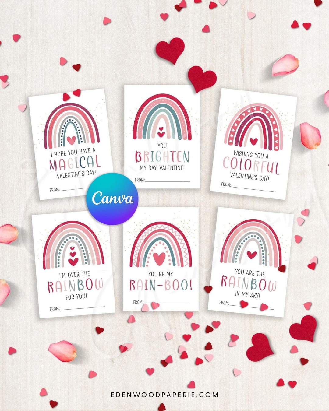 EDITABLE Rainbow Valentine's Day Cards, Classroom Valentine's Day Cards ...