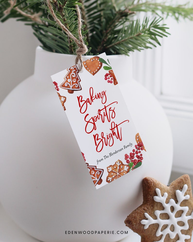 Christmas Cookie Gift Tag Printable Baking Spirits Bright - Etsy