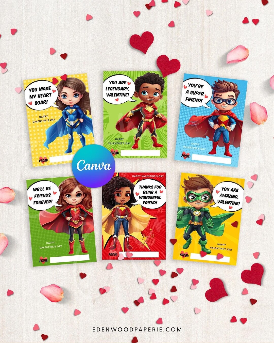 EDITABLE Superhero Valentine's Day Cards, Classroom Valentine's Day ...