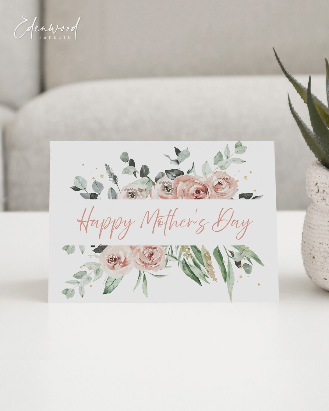 Floral Mother's Day Card Printable, Happy Mother's Day Card Template ...