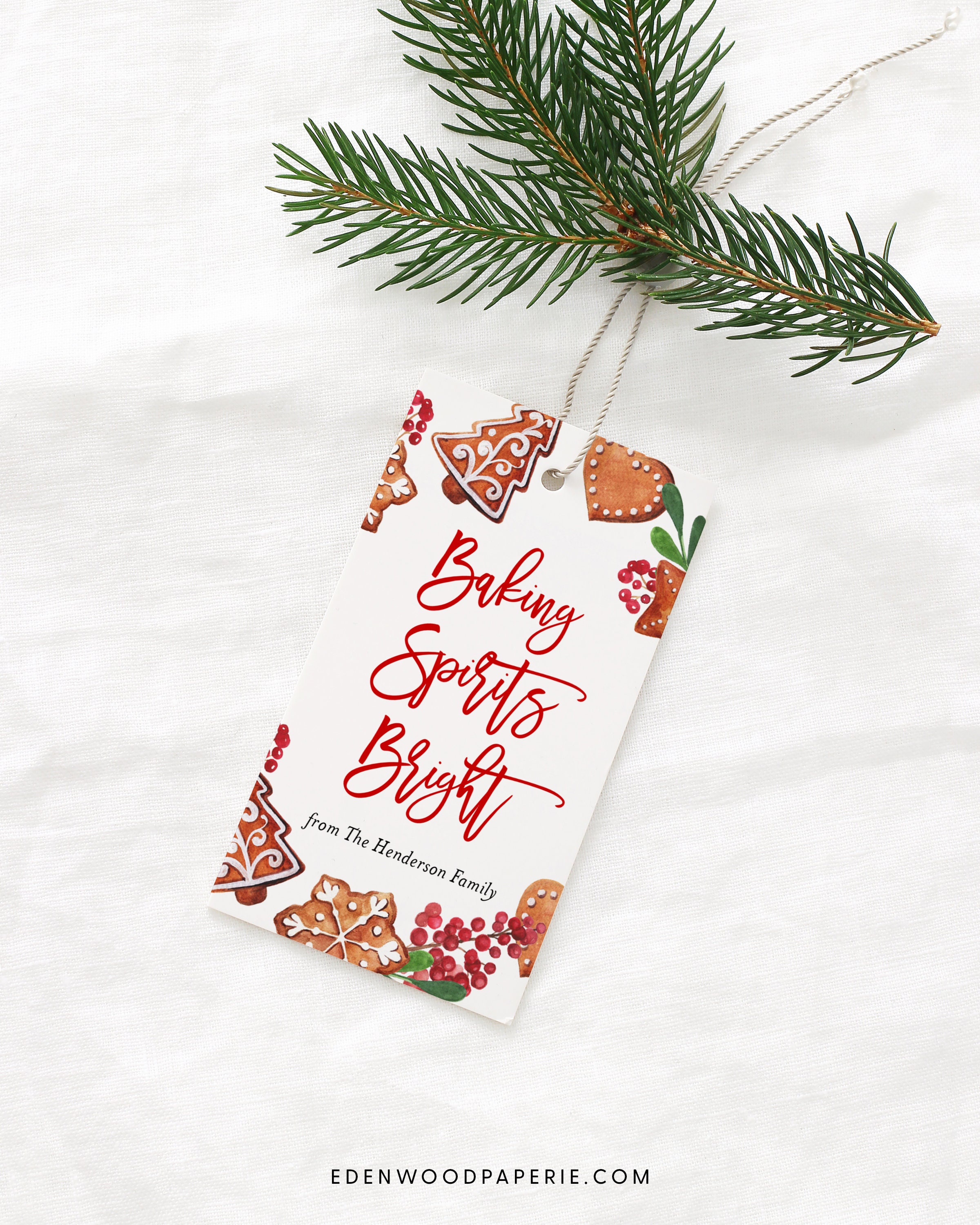 Christmas Cookie Gift Tag Printable Baking Spirits Bright - Etsy