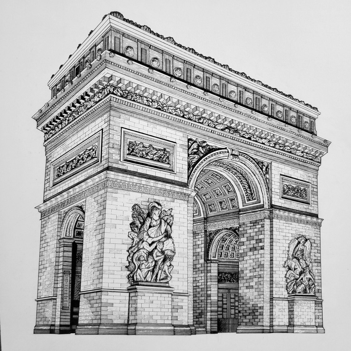 Arc De Triomphe Drawing Print - Etsy
