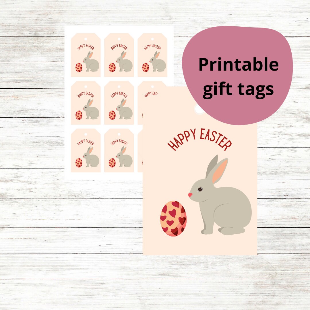 Happy Easter Printable Gift Tags/ Instant Download PDF/ Easter Bunny ...