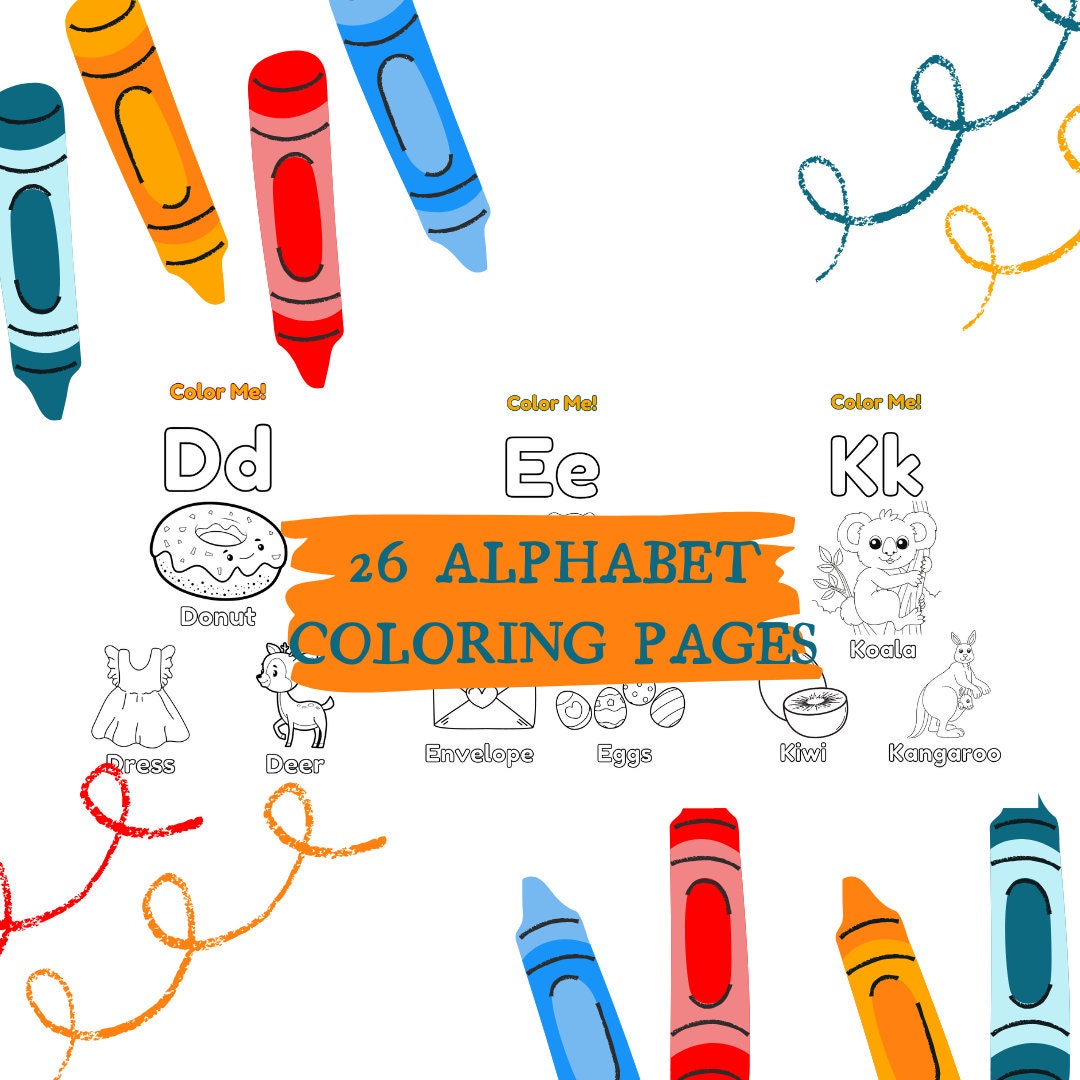 26 ENGLISH Alphabet Coloring Pages, Worksheets for Kids, Homeschool ...