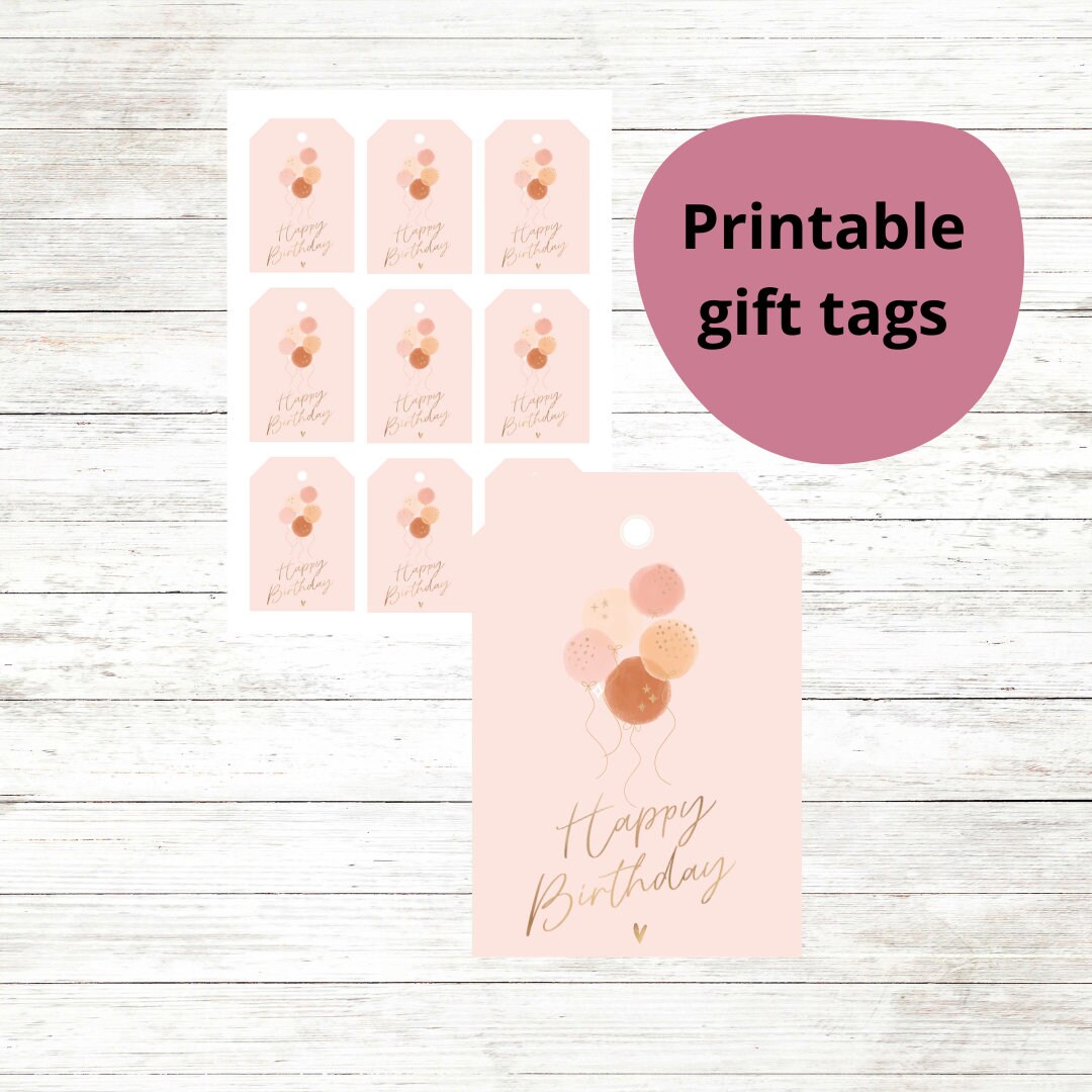 Happy Birthday Printable Gift Tags/ Instant Download PDF/ Happy ...