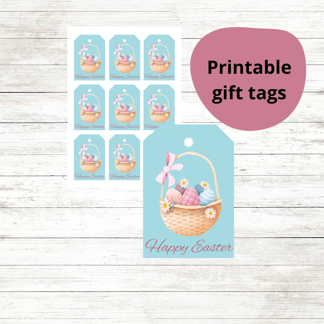 Happy Easter Printable Gift Tags / Instant Download PDF/ Cute Easter ...