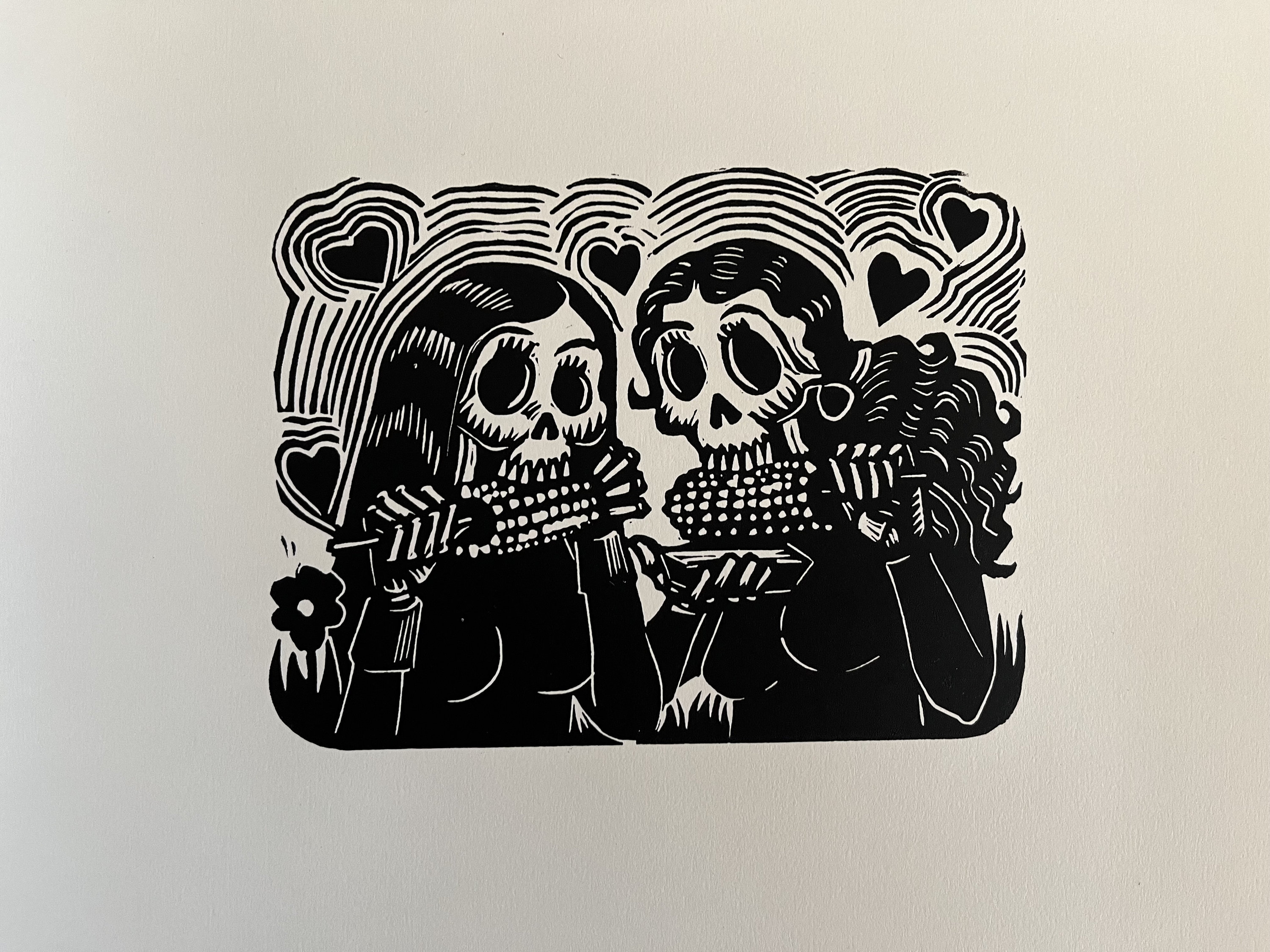 Art, Art Print. We Love Elotes girls. Block Prints. Calavera Art, Day ...