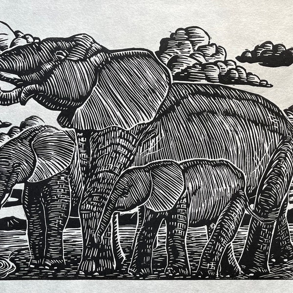 Elephant Print Art - Etsy