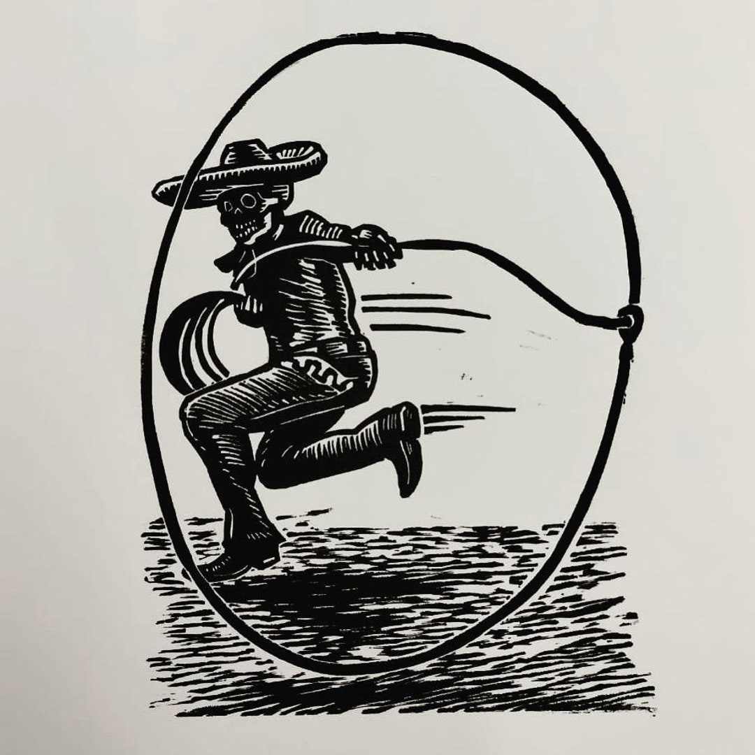 Art, El Charro, Art Print, Original Art, Block Print, Day of the Dead ...