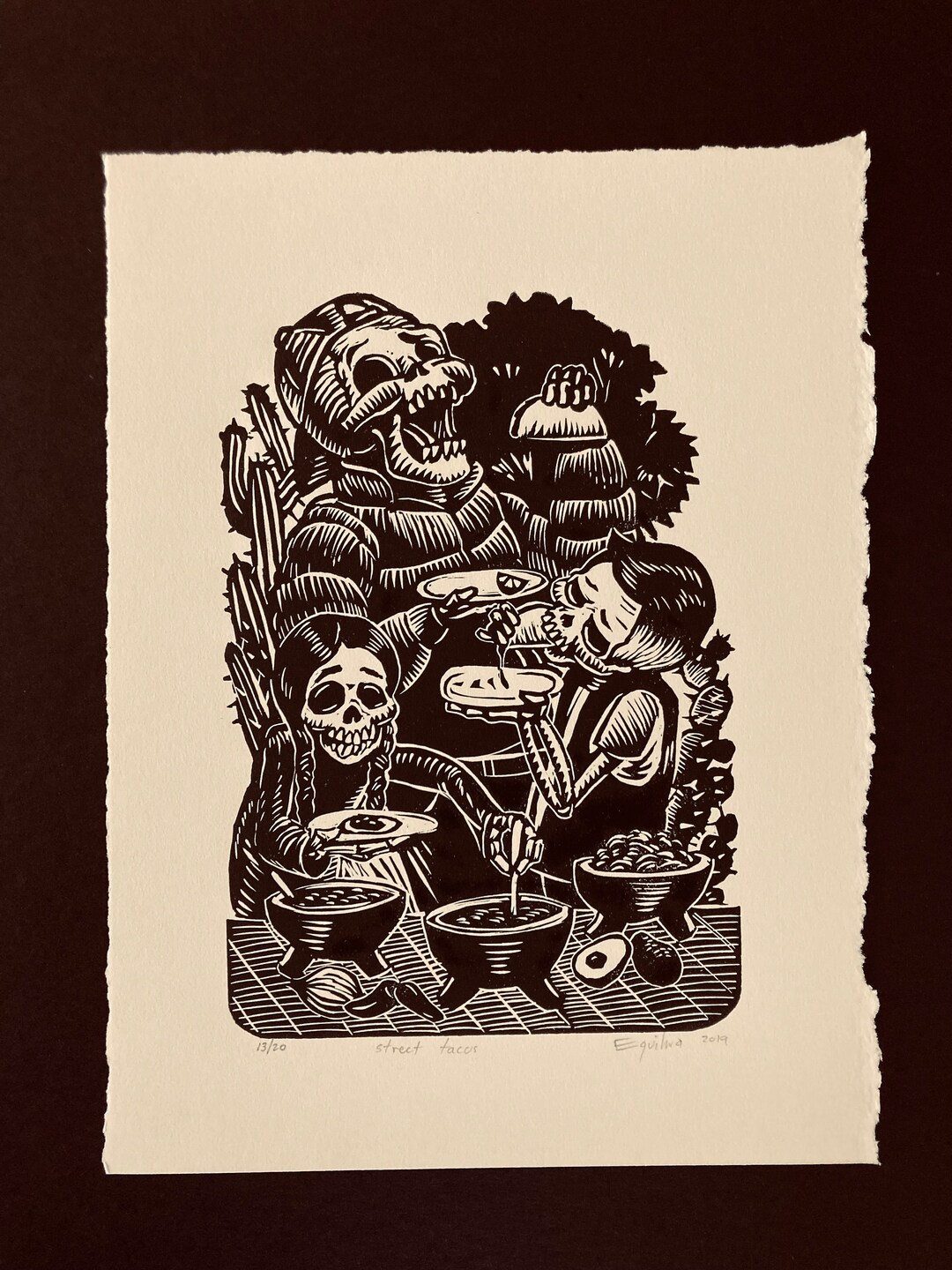 Art Print of Day of the Dead Skeletons Eating Tacos and Salsa - Etsy