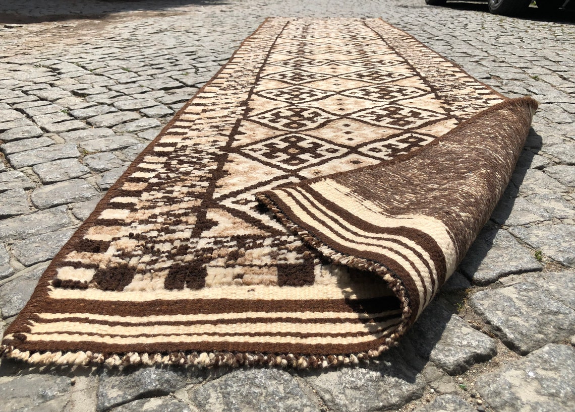 Brown Runner Rug 11'7x2'6 Ft Hallway Carpet Runner - Etsy