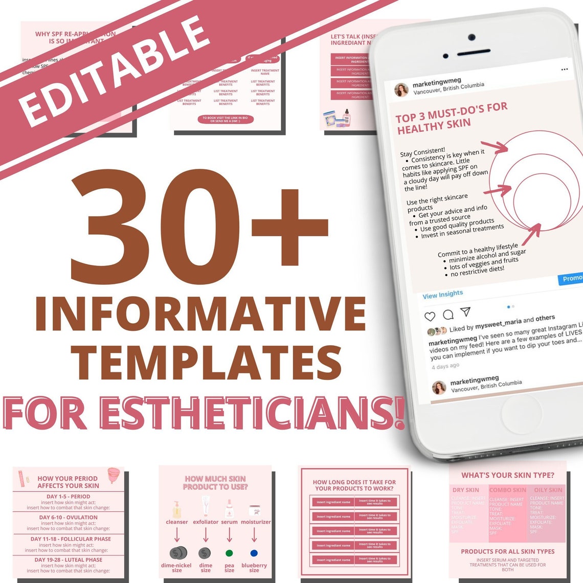 30+ Esthetician Templates | Charts & Graphs Instagram Canva Templates ...