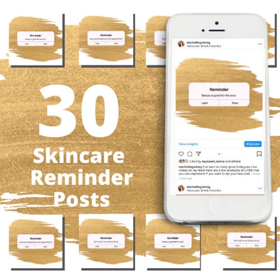 30 Gold Skincare Reminder Instagram Posts Vol 1 Skincare | Etsy