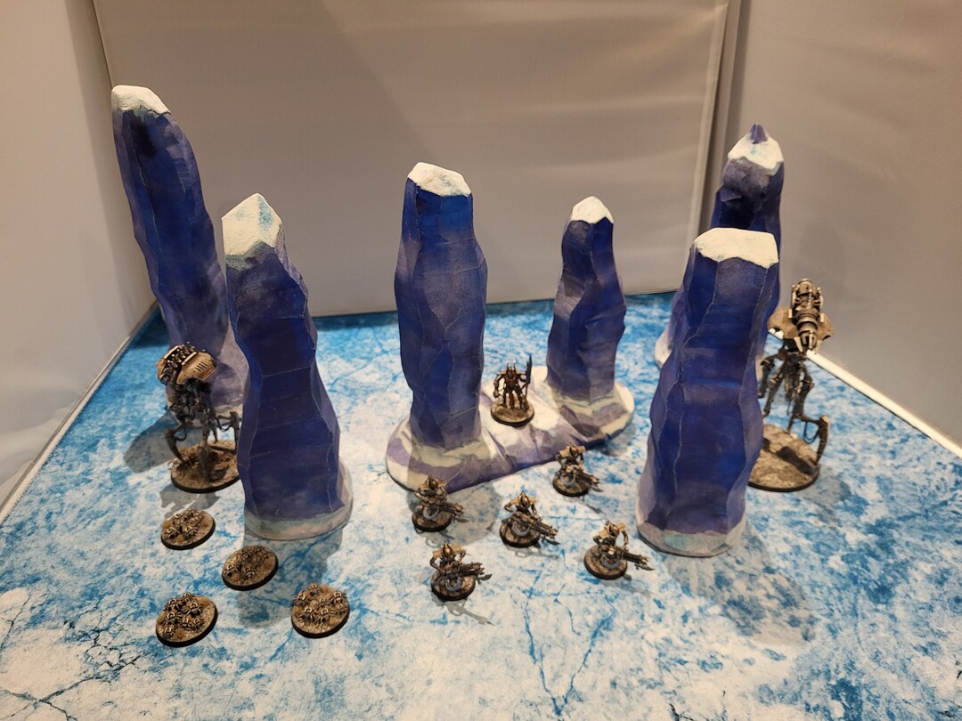 Table Top Wargaming 28mm Tall Ice World Mountains Set of 5 Terrain ...