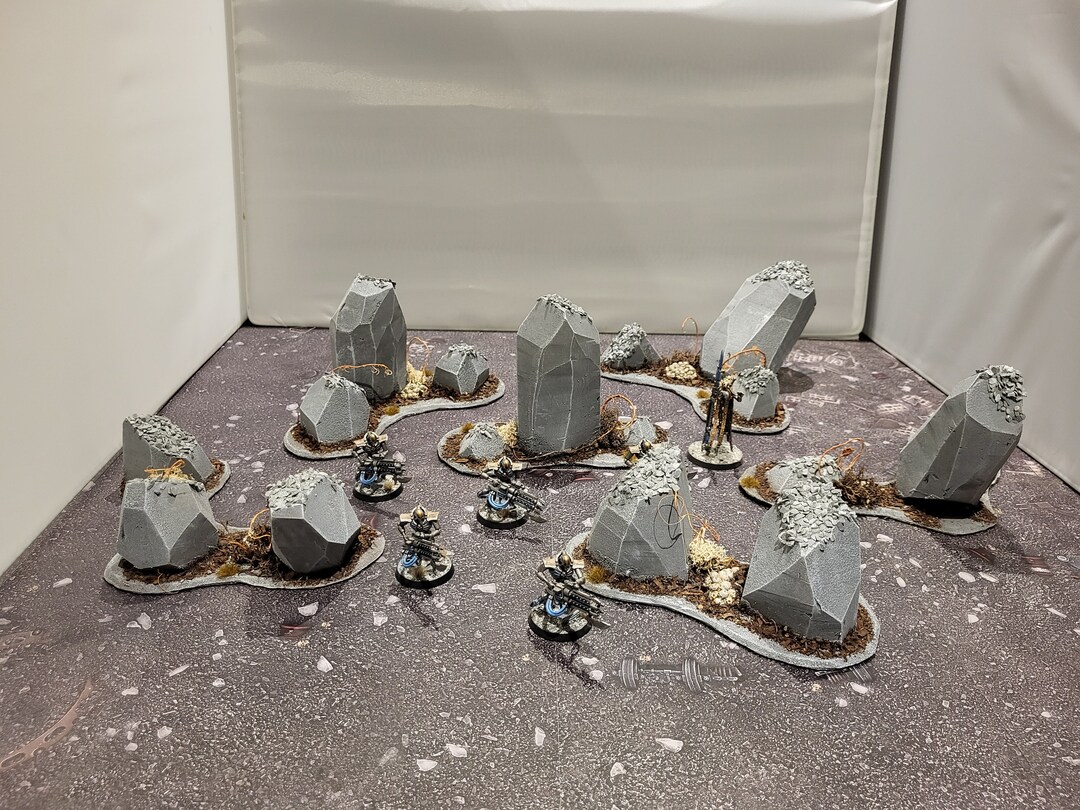 Table Top Wargaming 28mm Set of 6 Obsidian Scatter Rock Terrain for 40k ...
