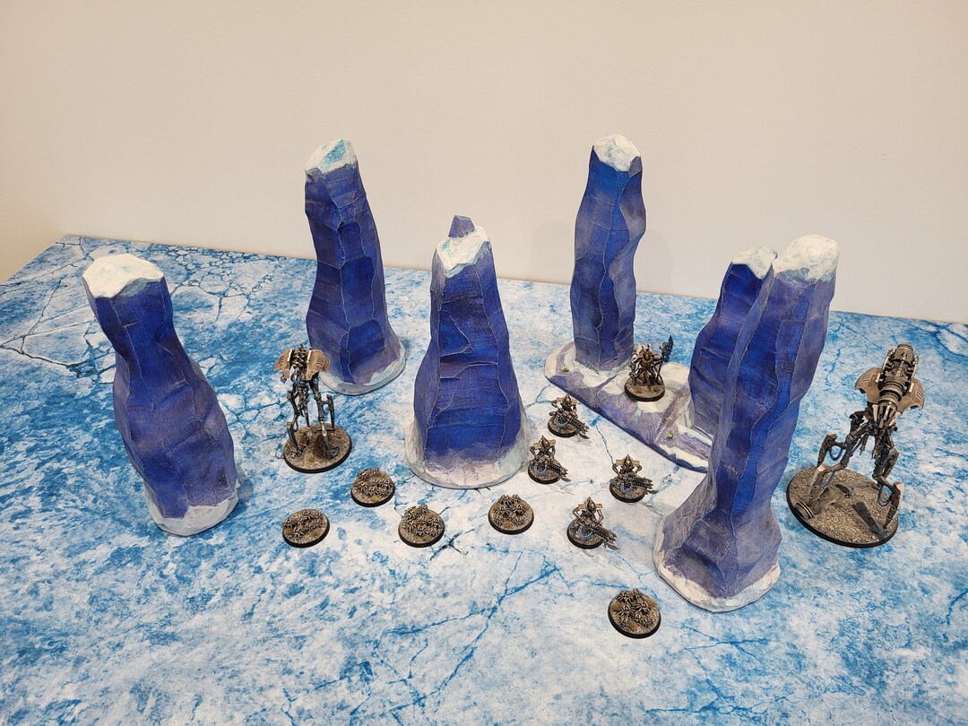 Table Top Wargaming - 28mm Tall Ice World Mountains Set of 5 Terrain ...