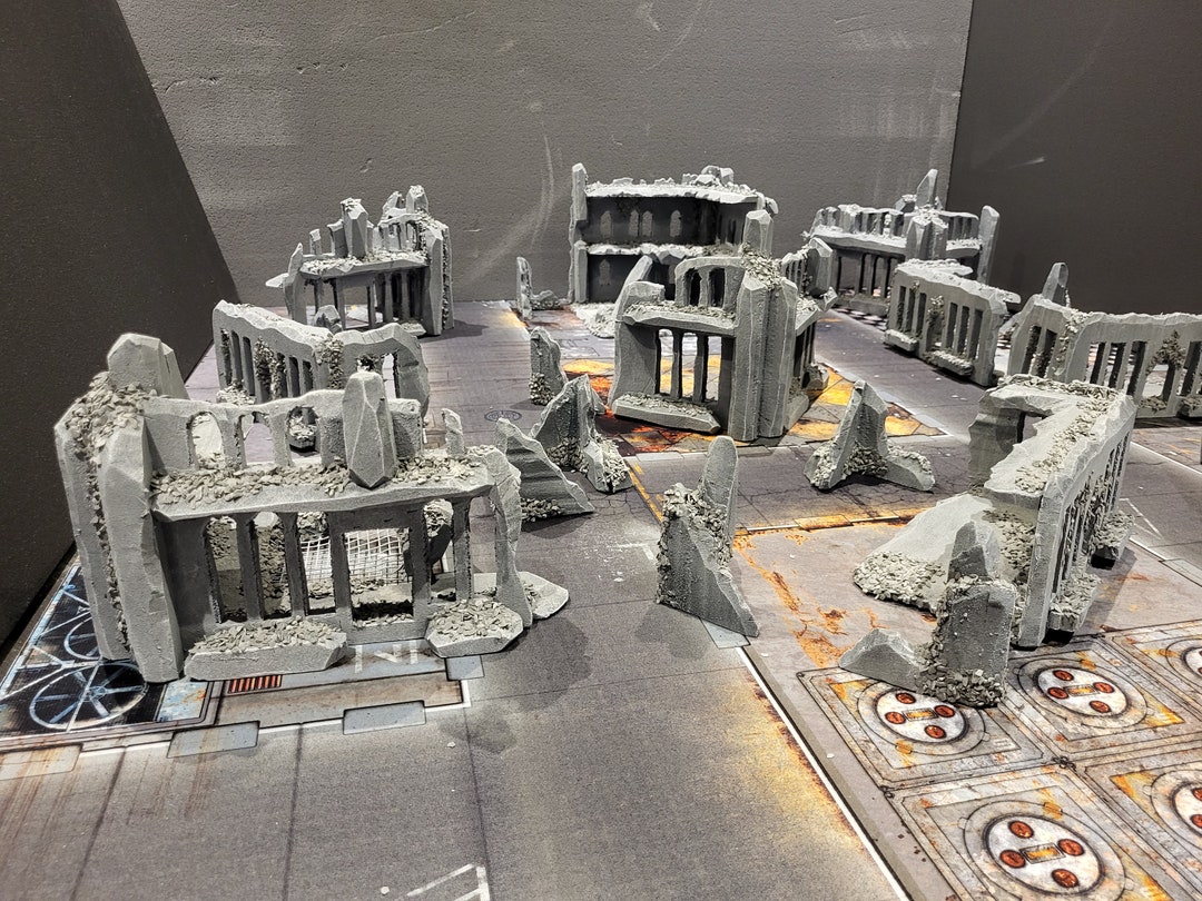 Table Top Wargaming - 28mm Bundle Full Table Set of Destroyed City Battlefield Ruins- Scatter ...