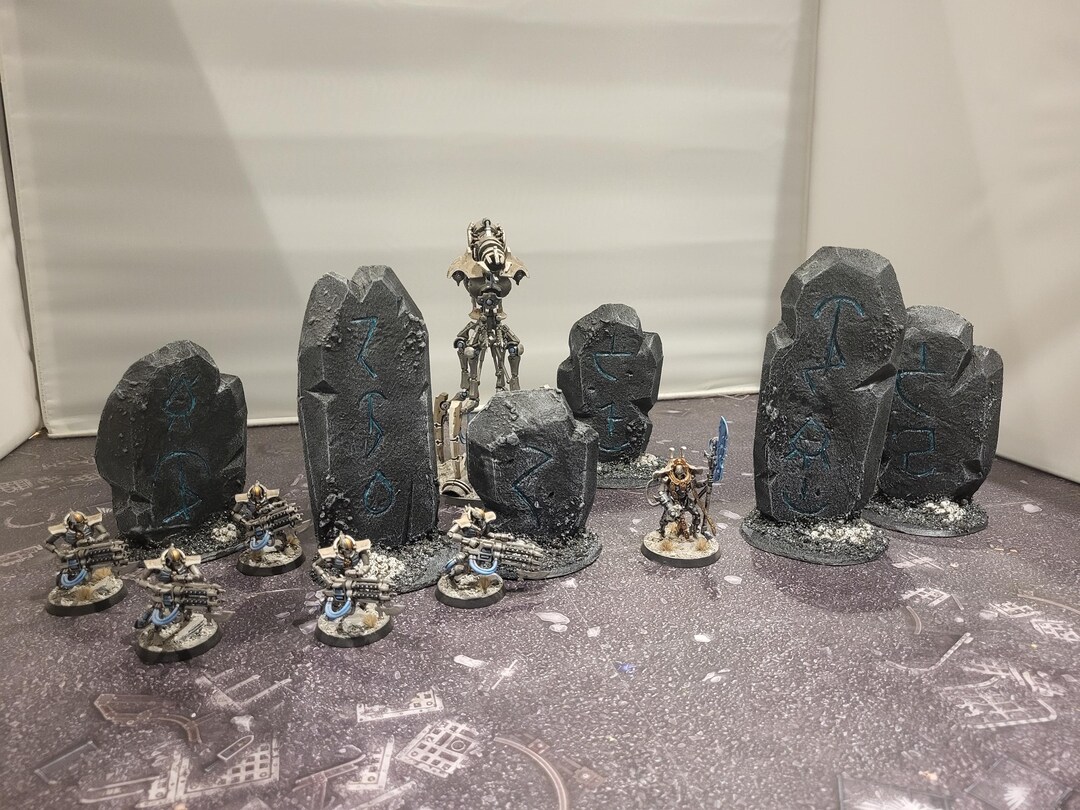 Table Top Wargaming - 28mm Set of 6 Runic Scatter Stones - for 40k, AOS, Warmachine, D&D, LOTR ...