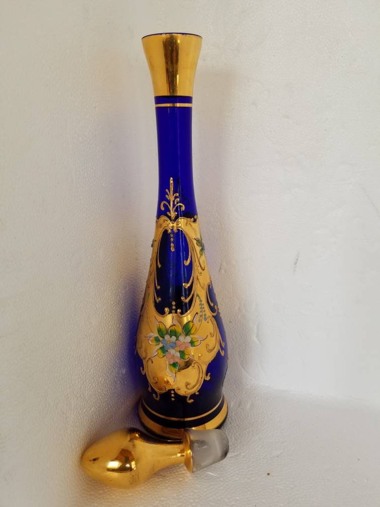 Vintage Italian Decanter With 5 Glasses, Tayimp Handmade Cobalt Blue ...