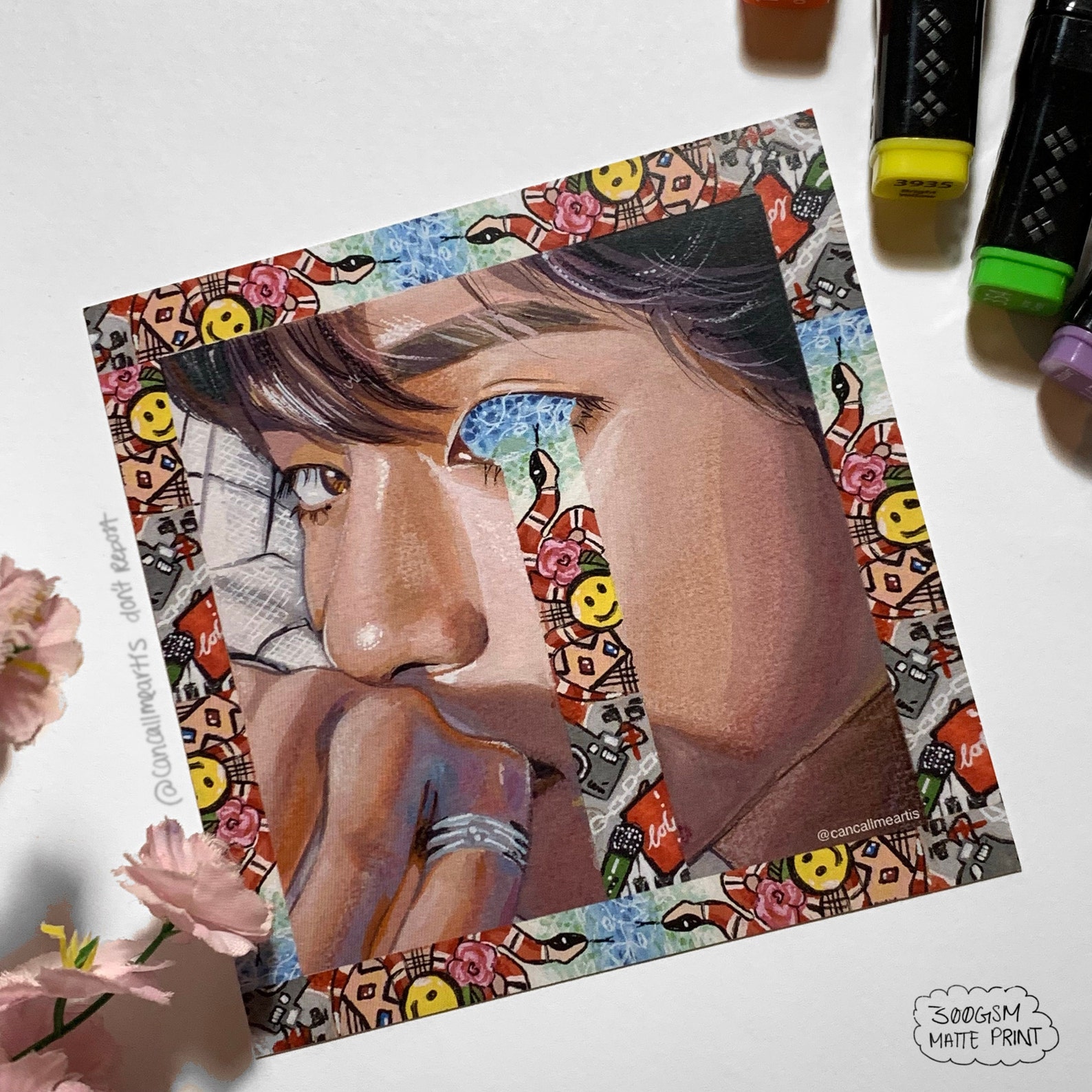 Taehyung taecore Gouache Art Print BTS Fanart Print 방탄소년단 | Etsy