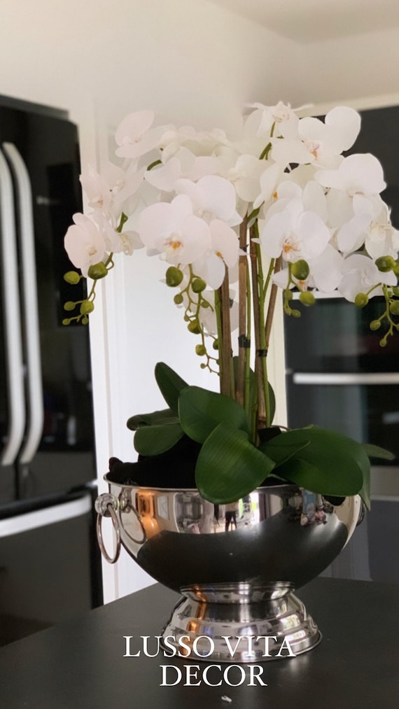 BEST SELLING Silk Orchids in a Champagne Bowl. Flower Arrangement Birthday Easter House Warming Gift. Etsy UK