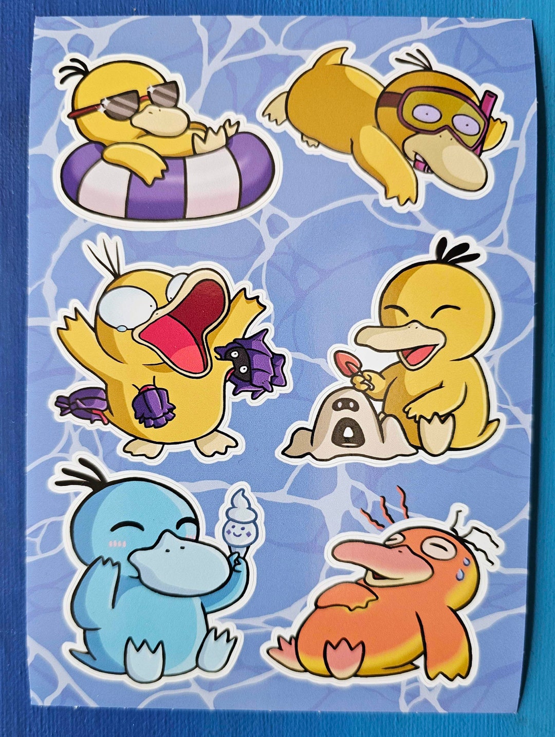 A6 Summer Psyduck Sticker Sheet - Etsy