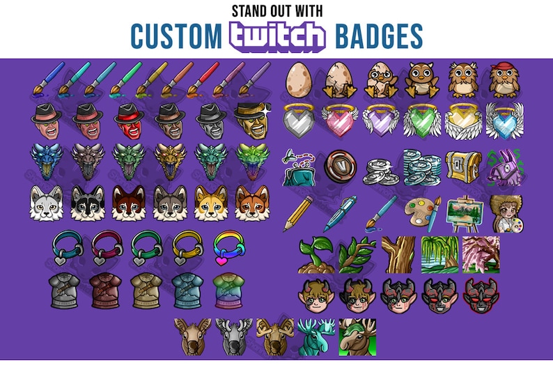 Custom Twitch Sub Subscriber Loyalty/bit Badges Discord | Etsy