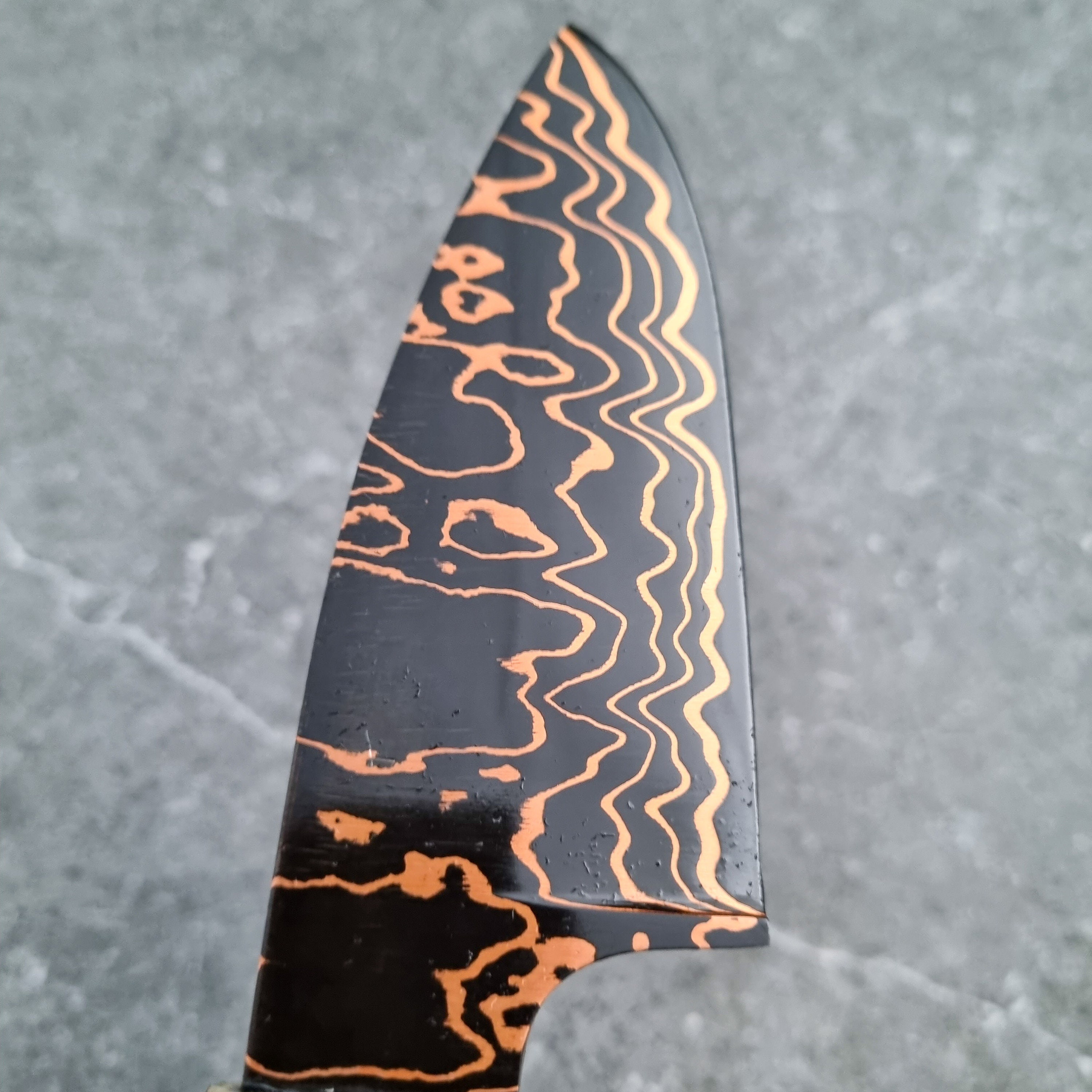 Copper Damascus Skinner, Copper Damascus EDC Knife, Forged in Ireland ...