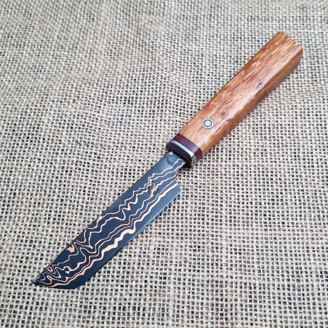 Copper Damascus Paring Knife With Native Irish Hawthorn Handle - Etsy