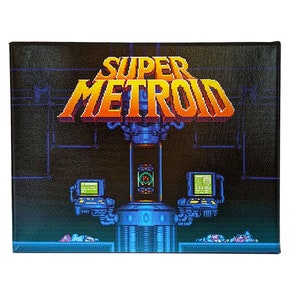 Super Metroid Title Screen Canvas Print - Retro Video Game Wall Art ...