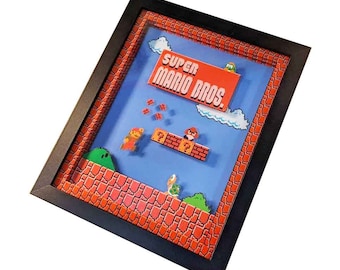Super Mario Bros Video Game Shadow Box Wall Art - Etsy