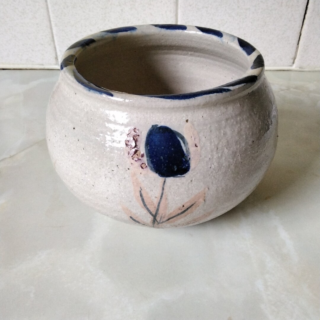 Earthenware Stoneware Vintage Pottery Bowl Glazed and Decorated With ...