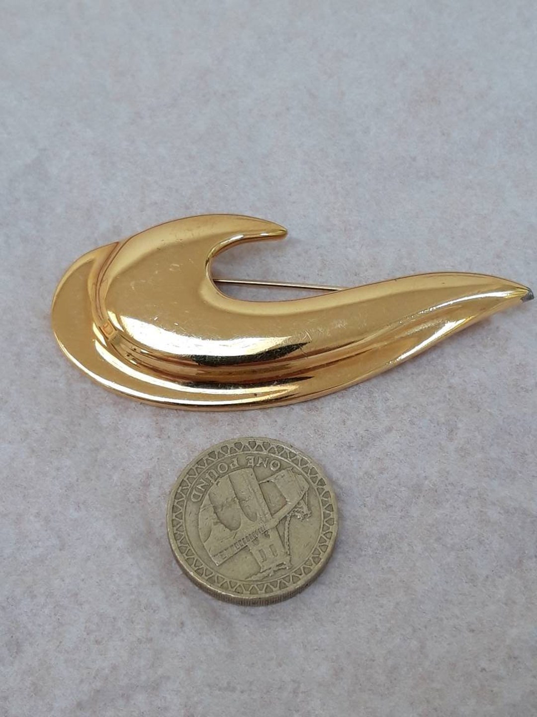 A Signed Napier Gold Tone Swoosh Style Brooch - Etsy
