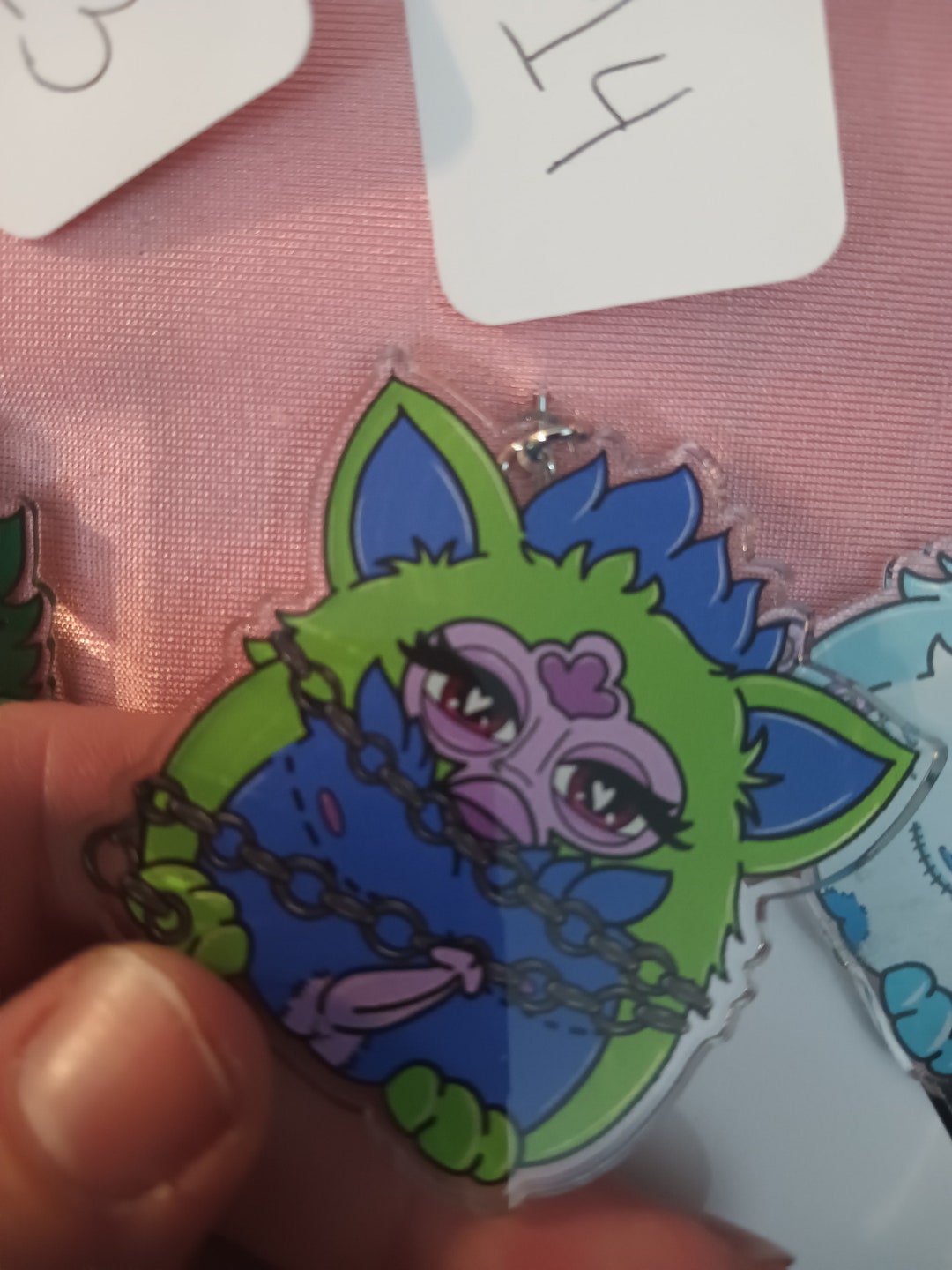 Kinky Green-blue Furby Keychain - Etsy