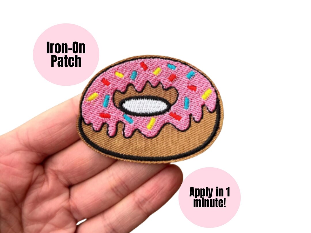 Pink Sprinkle Donut Iron on Patch | Kawaii Donut Applique - Etsy