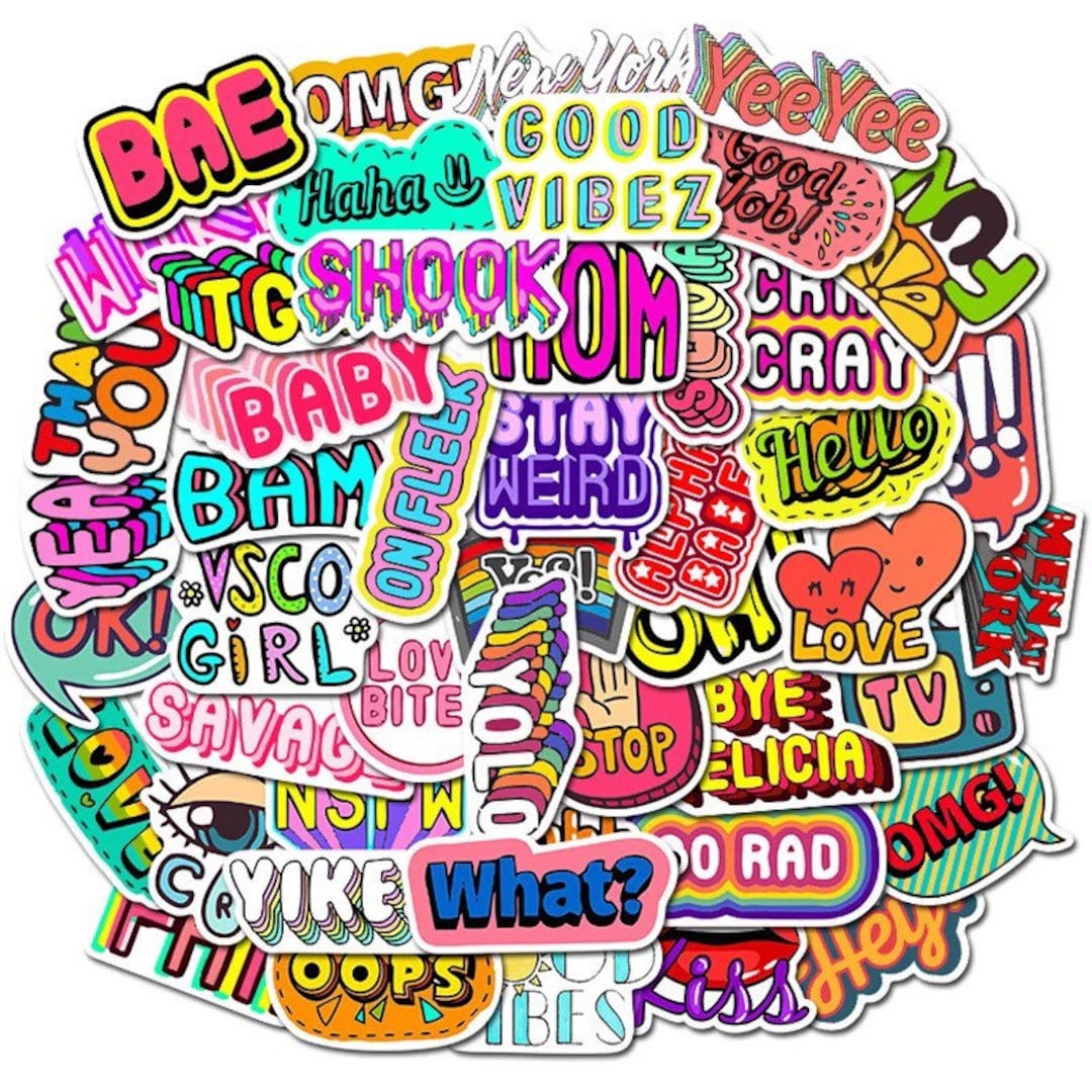 Mystery VSCO Sayings Stickers Word Bubble Sticker Pack Mystery Novelty ...