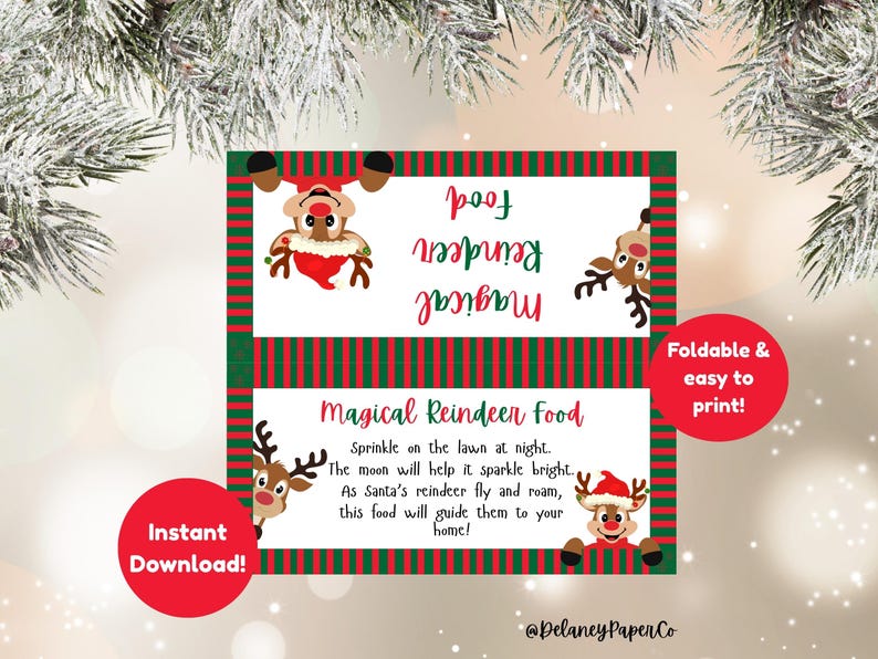 Magic Reindeer Food Treat Topper Printable Labels | Christmas Topper ...