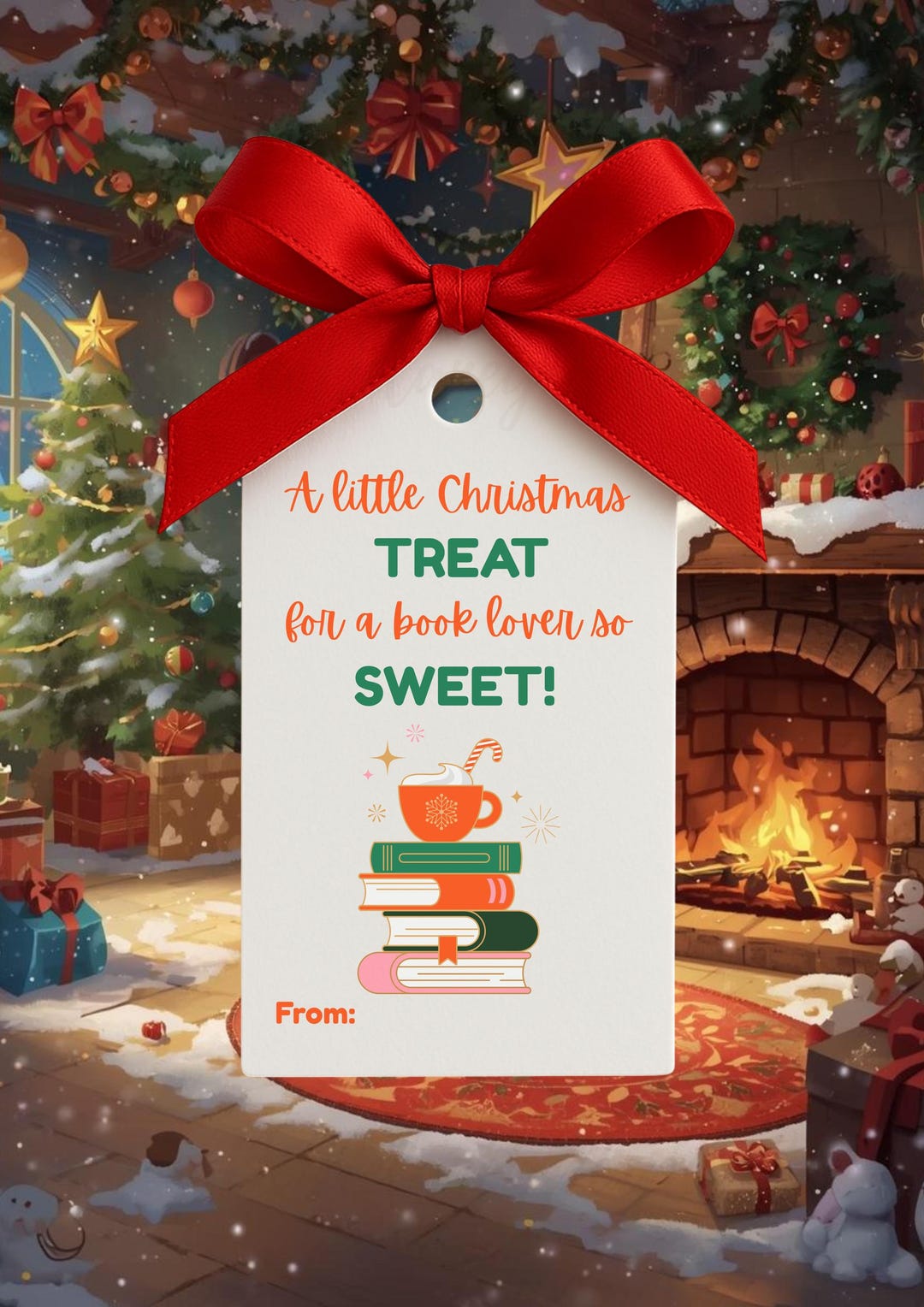 Book Lover Christmas Gift Tag – Printable Holiday Treat Label (PDF) - Etsy