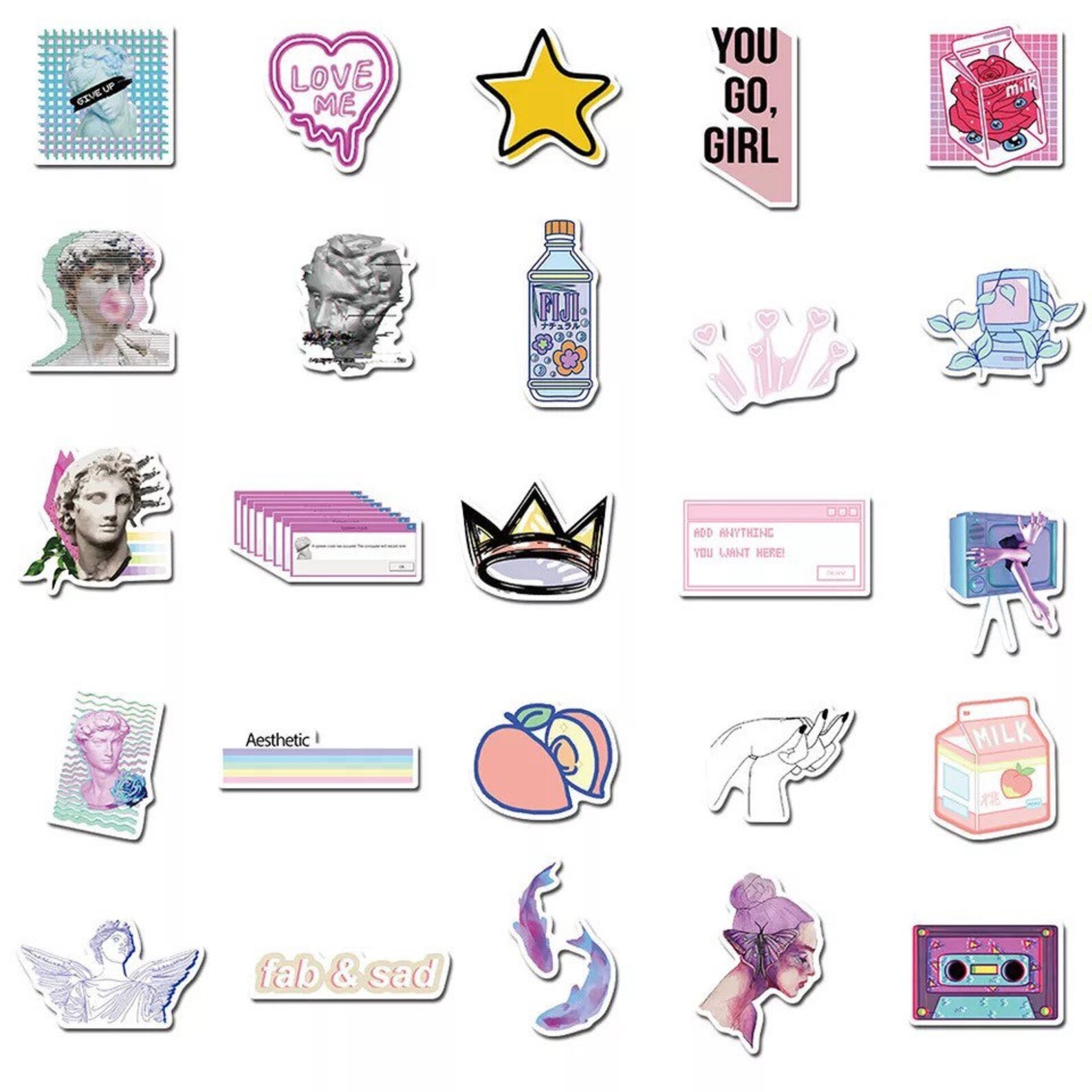 Pastel Aesthetic Mystery Sticker Pack Kawaii Stickers Pink - Etsy