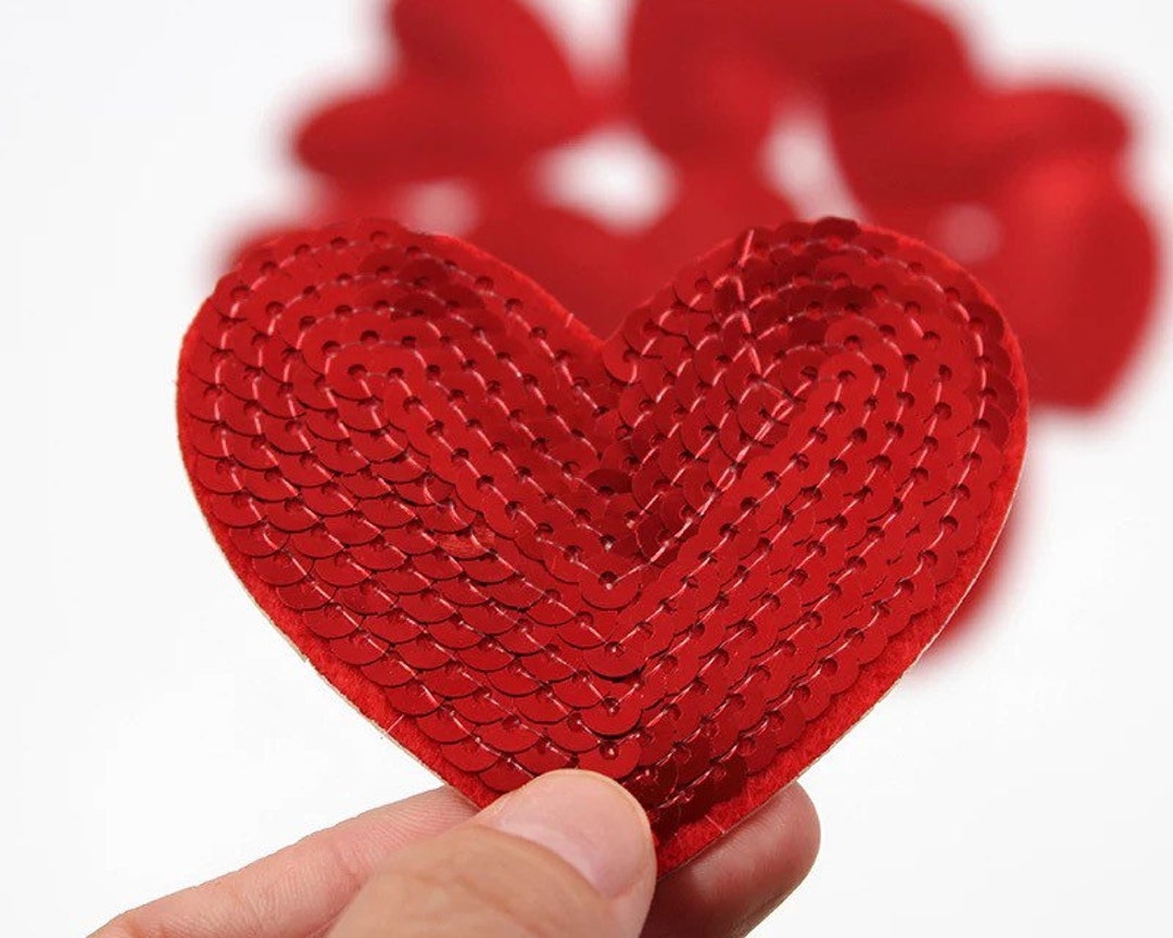Red Heart Sequin Iron-on Patch Red Heart Appliqué Heart Clothing Accessories Love Patch - Etsy