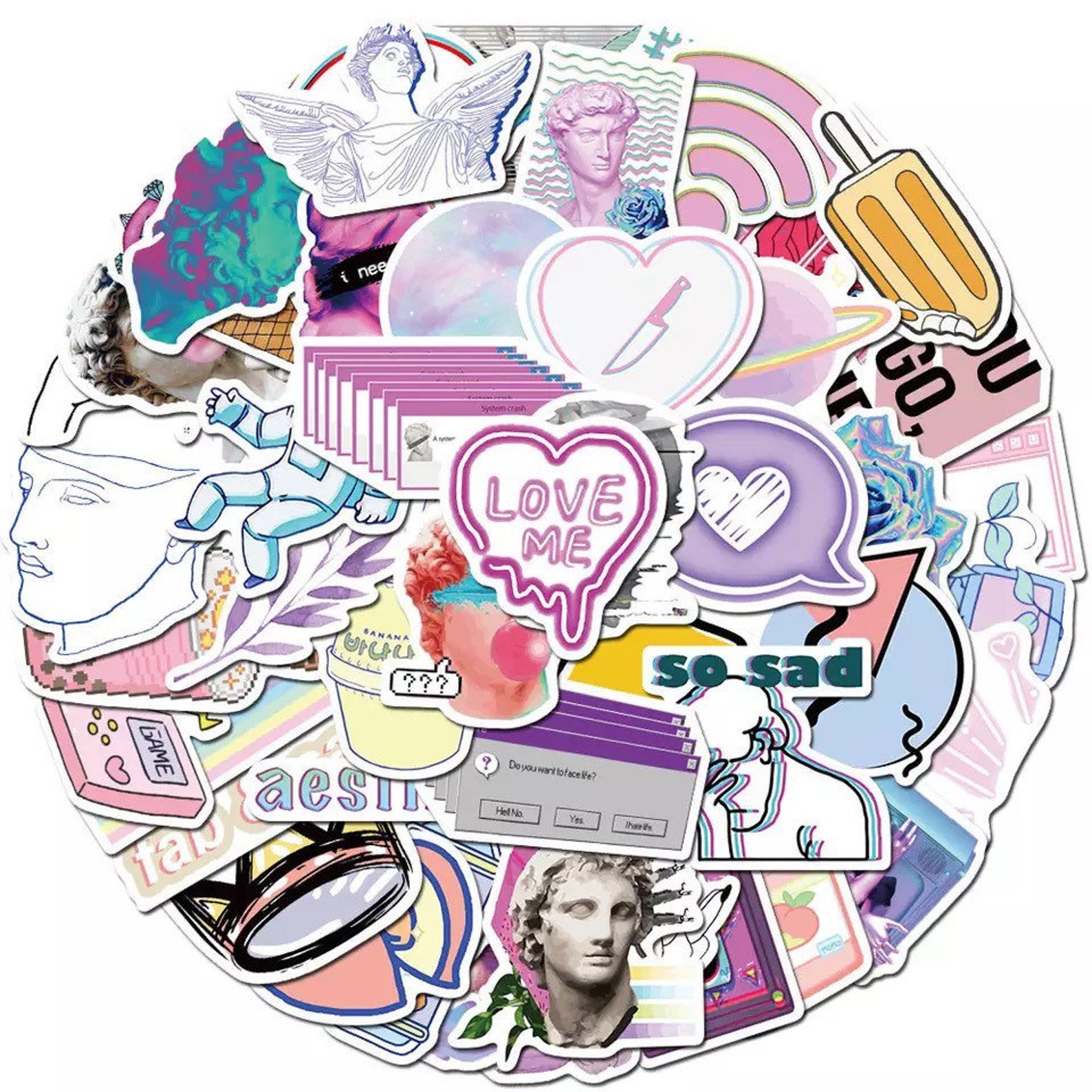 Pastel Aesthetic Mystery Sticker Pack Kawaii Stickers Pink - Etsy