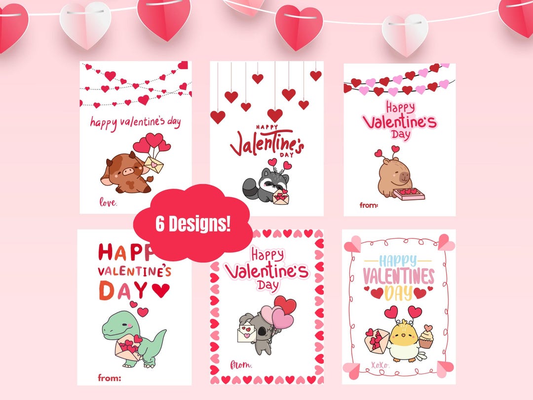 Baby Animal Valentine's Day Cards | Kids Classroom Party Printable - Etsy