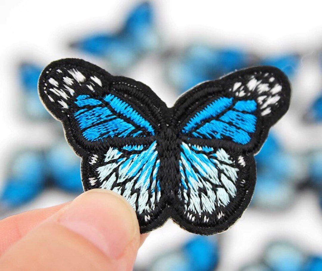 Blue Embroidered Butterfly Patch: Iron-on Applique (1x1.5 In) - Etsy