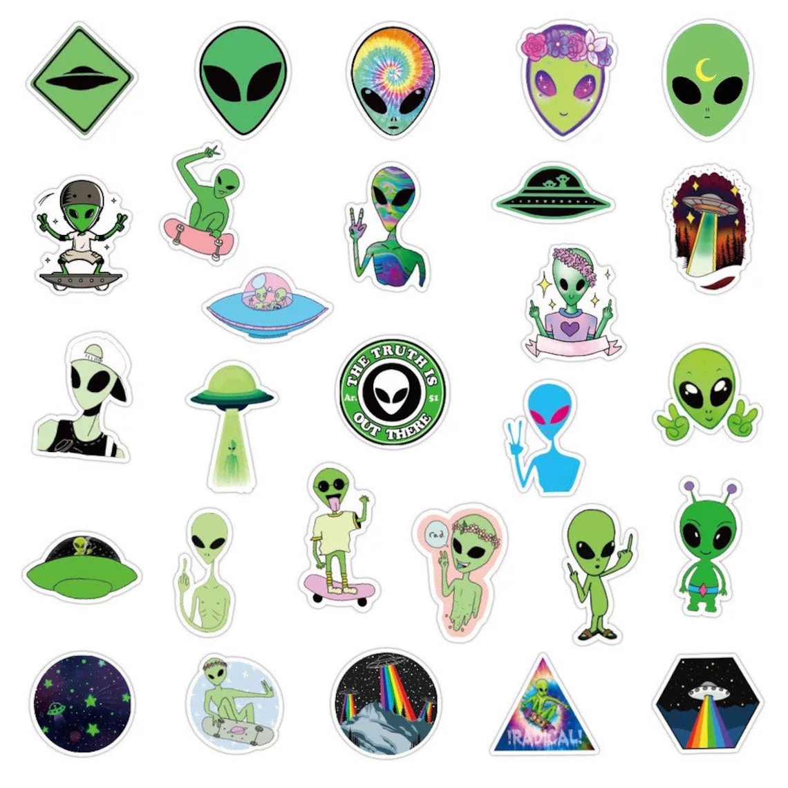 Funny Alien Mystery Sticker Pack Outer Space Stickers UFO - Etsy