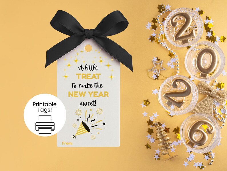 New Year's Treat Printable Tags | Happy New Year Gift Tag • New Year's ...