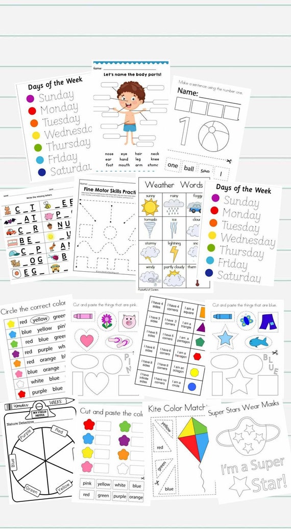 60 Everyday Preschool Activity Worksheets Kids Printables | Etsy