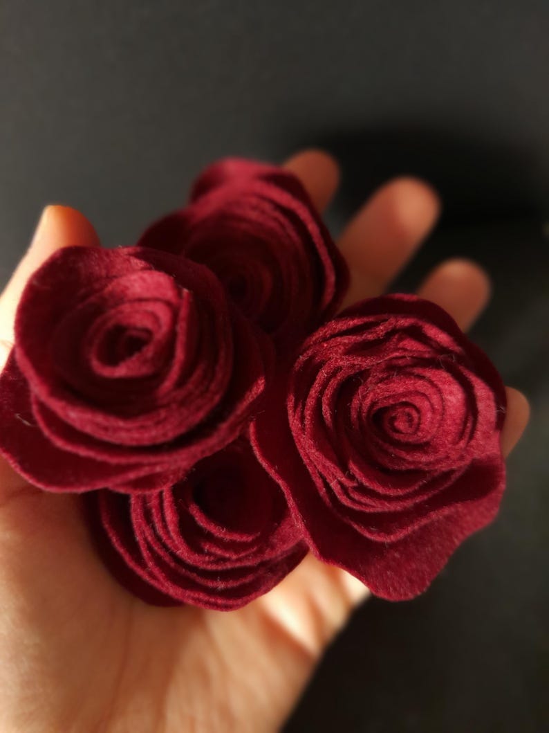 Felt Rose Flowers Set for Jewelry, Crafts & Decor | Handmade Burgundy 1 ...